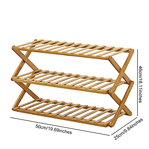 Koolouispoper Shoe Rack 3/4 Tier Folding Multifunctional Storage Organizer Bamboo Shoe Shelf Simple Household Economical Shelf (3 Layers)