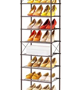 Tajsoon 10-Tier Shoe Rack Organizer, Narrow Shoe Rack for Closet Entryway, Metal Mesh Shoe Storage Shelf with X Shape Fixed Frame, Bronze