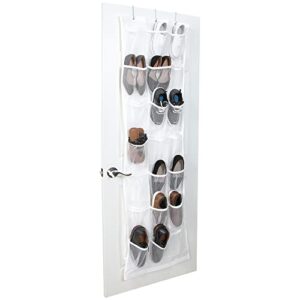 smart design over-the-door organizer w/ 42 pockets w/elastic trim & hanging hooks - ventilair mesh fabric - shoes, pantry, closet storage - home organization (21 x 73 inch) [white]