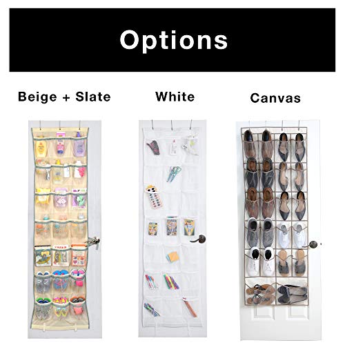 Smart Design Over-The-Door Organizer w/ 42 Pockets w/Elastic Trim & Hanging Hooks - VentilAir Mesh Fabric - Shoes, Pantry, Closet Storage - Home Organization (21 x 73 Inch) [White]