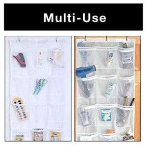 Smart Design Over-The-Door Organizer w/ 42 Pockets w/Elastic Trim & Hanging Hooks - VentilAir Mesh Fabric - Shoes, Pantry, Closet Storage - Home Organization (21 x 73 Inch) [White]