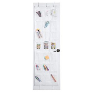 Smart Design Over-The-Door Organizer w/ 42 Pockets w/Elastic Trim & Hanging Hooks - VentilAir Mesh Fabric - Shoes, Pantry, Closet Storage - Home Organization (21 x 73 Inch) [White]