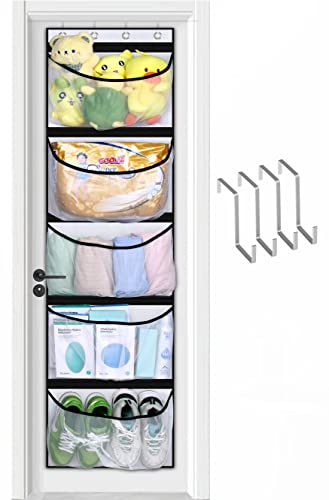 KEETDY 28 Large Clear Over The Door Shoe Rack and 5-Shelf Over the Door Organizer Hanging Door Storage for Closet