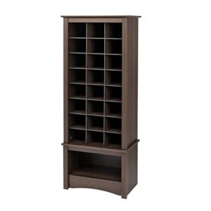 prepac 24 pair shoe storage rack with bottom shelf, espresso