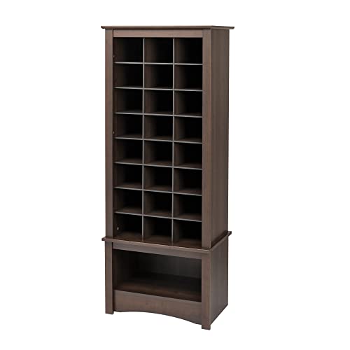 Prepac 24 pair Shoe Storage Rack with bottom shelf, Espresso