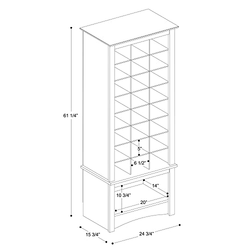 Prepac 24 pair Shoe Storage Rack with bottom shelf, Espresso