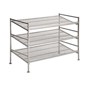 seville classics 2-tier iron mesh utility shoe rack, silver