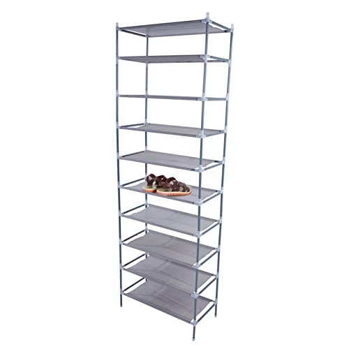 JASOYA Simple Assembly 10 Tiers Non-woven Fabric Shoe Rack，fashionble and convenient design， Gray