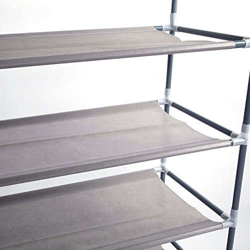 JASOYA Simple Assembly 10 Tiers Non-woven Fabric Shoe Rack，fashionble and convenient design， Gray