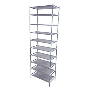 JASOYA Simple Assembly 10 Tiers Non-woven Fabric Shoe Rack，fashionble and convenient design， Gray