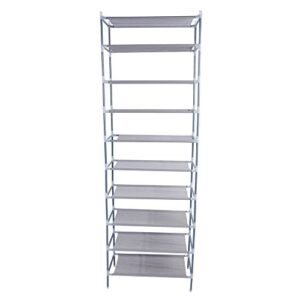 JASOYA Simple Assembly 10 Tiers Non-woven Fabric Shoe Rack，fashionble and convenient design， Gray