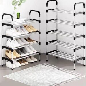 5 Tiers Antirust Stainless Steel Stand Shoe Racks Kids Organizers