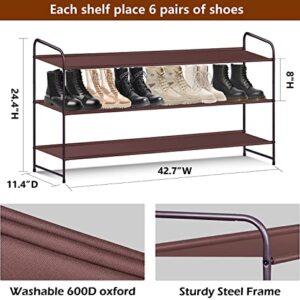 AOODA 3 Tier Long Shoe Rack for Closet Wide Shoe Organizer Storage, 28 Mesh Large Pockets Over The Door Shoe Organizer, 2 Item Bundle