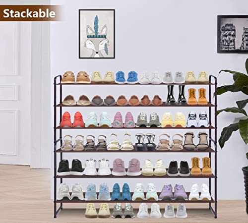 AOODA 3 Tier Long Shoe Rack for Closet Wide Shoe Organizer Storage, 28 Mesh Large Pockets Over The Door Shoe Organizer, 2 Item Bundle