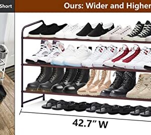 AOODA 3 Tier Long Shoe Rack for Closet Wide Shoe Organizer Storage, 28 Mesh Large Pockets Over The Door Shoe Organizer, 2 Item Bundle