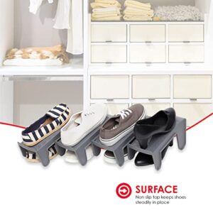 Home Basics 4 Piece Shoe Stacker, Gray