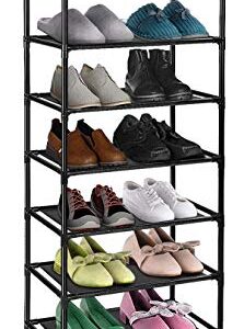 Been5le 8-Tier Shoe Rack Storage Organizer, Sturdy and Durable Shoes Shelf Stores up to 16 Pairs (Black)