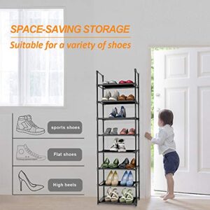 Been5le 8-Tier Shoe Rack Storage Organizer, Sturdy and Durable Shoes Shelf Stores up to 16 Pairs (Black)