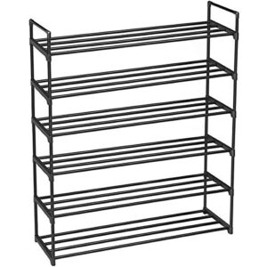 6 tiers shoe rack shoe tower shelf storage organizer for bedroom, entryway, hallway, and closet black color