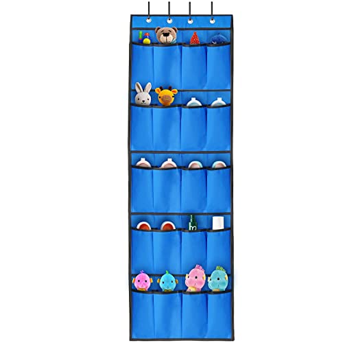 HAAPPYBOX Over The Door Kids Shoes Rack 20-Pocket Kids Toy Organizer 5-Layer Hanging Closet Organizer Storage Shelf | Blue