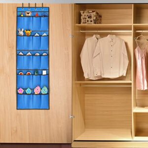 HAAPPYBOX Over The Door Kids Shoes Rack 20-Pocket Kids Toy Organizer 5-Layer Hanging Closet Organizer Storage Shelf | Blue