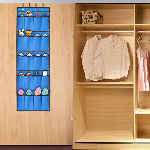 HAAPPYBOX Over The Door Kids Shoes Rack 20-Pocket Kids Toy Organizer 5-Layer Hanging Closet Organizer Storage Shelf | Blue