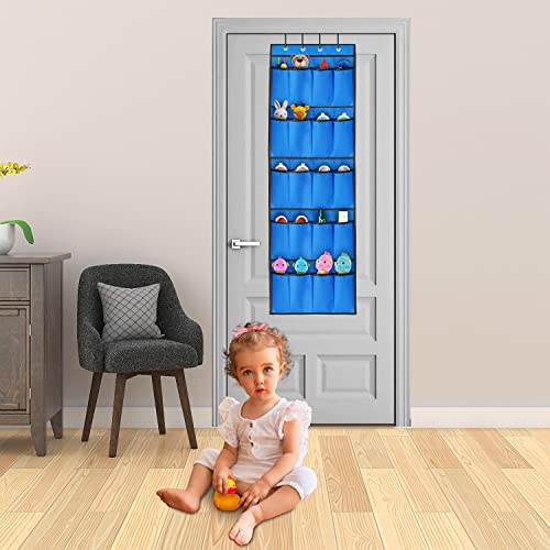 HAAPPYBOX Over The Door Kids Shoes Rack 20-Pocket Kids Toy Organizer 5-Layer Hanging Closet Organizer Storage Shelf | Blue