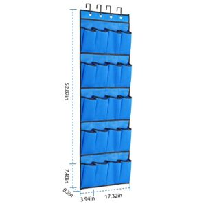 HAAPPYBOX Over The Door Kids Shoes Rack 20-Pocket Kids Toy Organizer 5-Layer Hanging Closet Organizer Storage Shelf | Blue