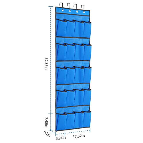 HAAPPYBOX Over The Door Kids Shoes Rack 20-Pocket Kids Toy Organizer 5-Layer Hanging Closet Organizer Storage Shelf | Blue