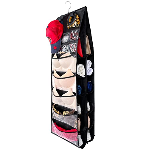 PENGFULL Hanging Shoe Organizer Rack,Closet Hanging Organizer,Side Pockets Have 27 Pockets,4 Self-Adhesive Straps, Can Be Used for Several Things.Perfect for Closets, RVs, Campers, Student Dormitory