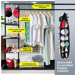 PENGFULL Hanging Shoe Organizer Rack,Closet Hanging Organizer,Side Pockets Have 27 Pockets,4 Self-Adhesive Straps, Can Be Used for Several Things.Perfect for Closets, RVs, Campers, Student Dormitory