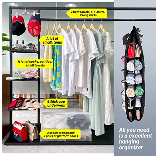 PENGFULL Hanging Shoe Organizer Rack,Closet Hanging Organizer,Side Pockets Have 27 Pockets,4 Self-Adhesive Straps, Can Be Used for Several Things.Perfect for Closets, RVs, Campers, Student Dormitory