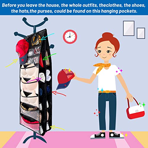 PENGFULL Hanging Shoe Organizer Rack,Closet Hanging Organizer,Side Pockets Have 27 Pockets,4 Self-Adhesive Straps, Can Be Used for Several Things.Perfect for Closets, RVs, Campers, Student Dormitory