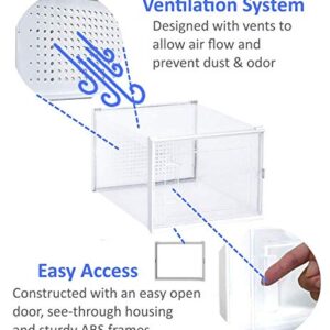 ACHub XL Stackable Shoe Box - Ventilated, Transparent Shoe Storage & Shoe Organizer for Closet, Garage, Under bed & Entryway - 6 Pack Collapsible, X-Large Sneaker Storage - White