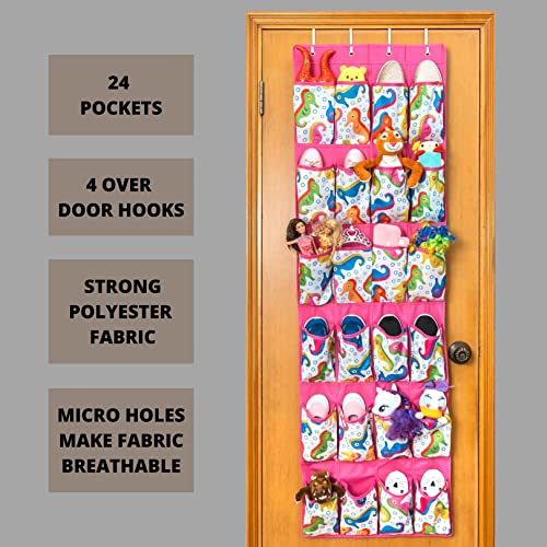 DESQUIGGLE Girls Shoe Organizer, Toddler Shoe Organizer, Seahorses Design Over the Door Kids Shoe Rack