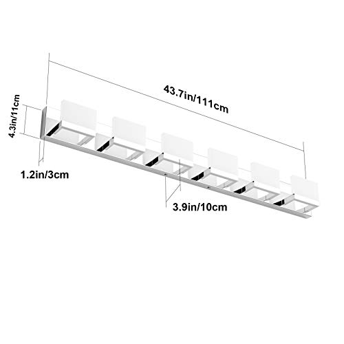 Tipace 6 Lights Dimmable LED Modern Vanity Lights for Bathroom, Chrome Bathroom Wall Light Fixtures Over Mirror (White Light 6000K)