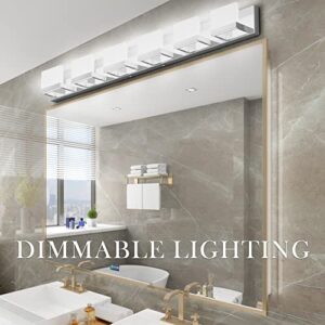 Tipace 6 Lights Dimmable LED Modern Vanity Lights for Bathroom, Chrome Bathroom Wall Light Fixtures Over Mirror (White Light 6000K)