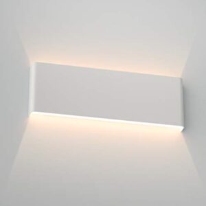 aipsun 15.75in matte white modern vanity light up and down led vanity light for bathroom wall lighting fixtures (warm light 3000k)