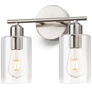 seable bathroom vanity light brushed nickel 2 light bathroom light fixtures with clear glass shade modern wall sconces bathroom lights over mirror ul listed