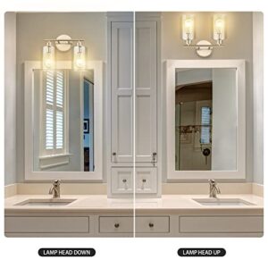 SEABLE Bathroom Vanity Light Brushed Nickel 2 Light Bathroom Light Fixtures with Clear Glass Shade Modern Wall Sconces Bathroom Lights Over Mirror UL Listed