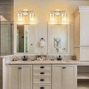 SEABLE Bathroom Vanity Light Brushed Nickel 2 Light Bathroom Light Fixtures with Clear Glass Shade Modern Wall Sconces Bathroom Lights Over Mirror UL Listed