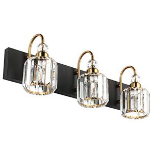 ralbay modern black bathroom vanity lights 3-lights modern crystal vanity lighting fixtures for bathroom