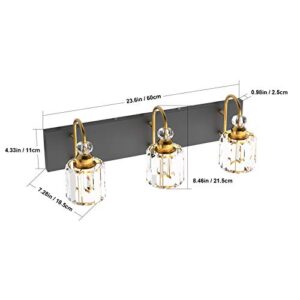 Ralbay Modern Black Bathroom Vanity Lights 3-Lights Modern Crystal Vanity Lighting Fixtures for Bathroom