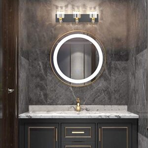 Ralbay Modern Black Bathroom Vanity Lights 3-Lights Modern Crystal Vanity Lighting Fixtures for Bathroom