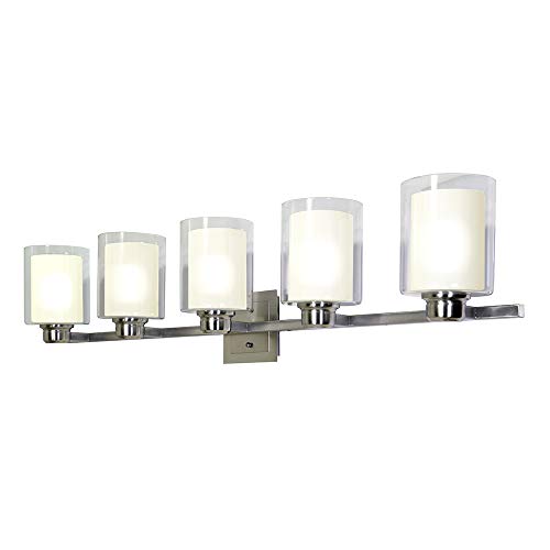 Design House 556175 Oslo 5 Light Vanity Light, Satin Nickel