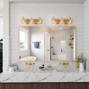 KSANA 3-Light Modern Vanity Light Fixture, Brass Bathroom Lighting with Clear Glass Shades, 22” L