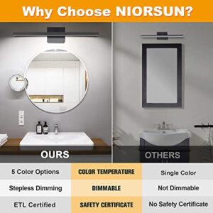 NIORSUN 23.62 inch Modern Bathroom Vanity Light Dimmable 5CCT 980LM 14W LED Bathroom Lights Over Mirror Black Wall Lighting Fixtures for Bathroom Bedroom Living Room Cabinet- ETL Certified