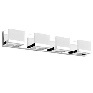 tipace 4 lights led modern vanity light chrome bathroom lighting fixture up and down bathroom wall light over mirror(white light 6000k)