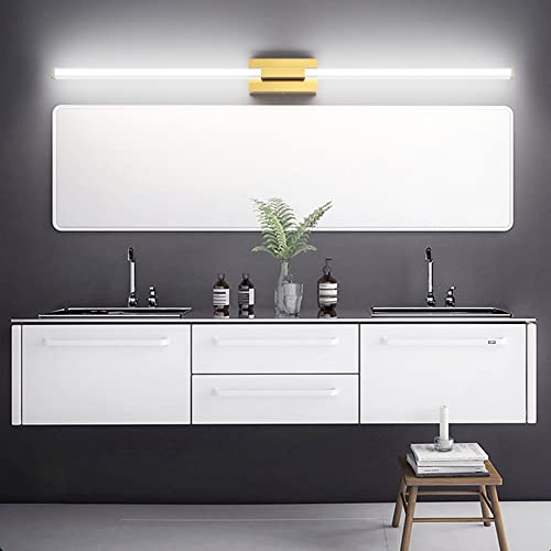 Ralbay 59inch Gold Bathroom Vanity Lights Fixtures Over Long Mirror Modern LED Bathroom Wall Lighting Bar Acrylic Gold Vanity Light Fixtures 42W 5500K White Light