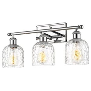 zeyu modern vanity lights for bathroom, industrial 3-light chrome bathroom lights with hammered glass shade, zjf63b-3w ch